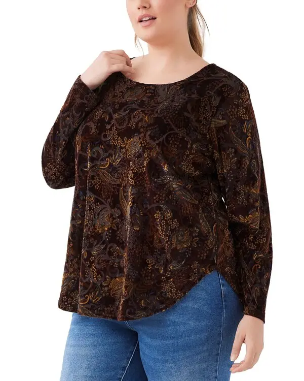 Karen Kane Long Sleeve Velvet Burnout Top