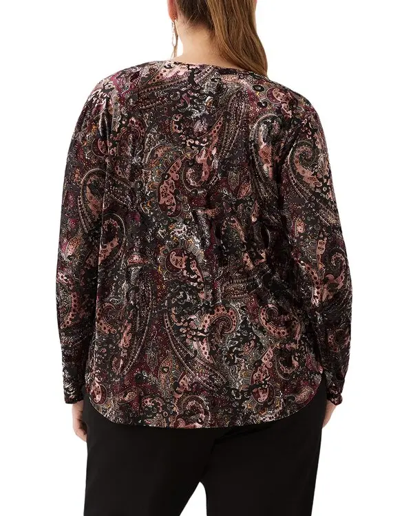 Karen Kane Plus Long Sleeve Velvet Burnout Shirttail Top