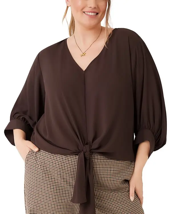Karen Kane Tie Hem Blouson Sleeve Top
