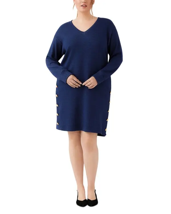 Karen Kane Plus Long Sleeve Button Detail Dress