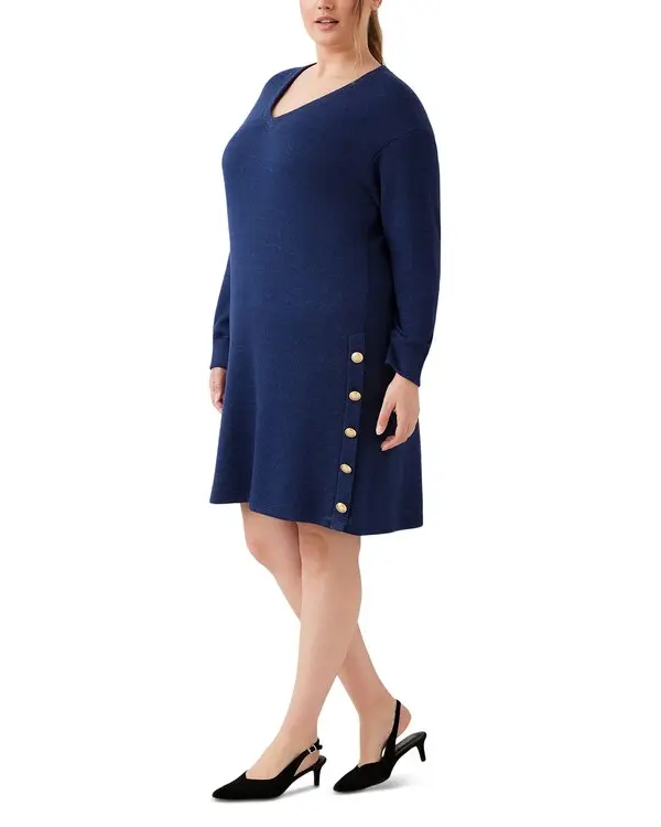 Karen Kane Plus Long Sleeve Button Detail Dress