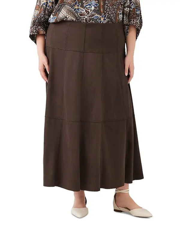 Karen Kane Tiered Faux Suede Maxi Skirt - Brown