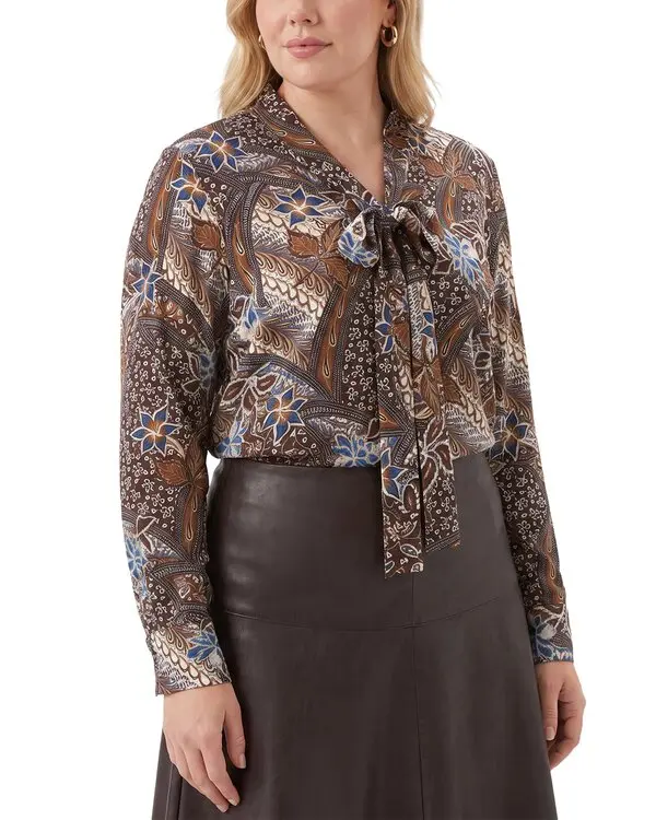 Karen Kane Tie Neck Long Sleeve Top