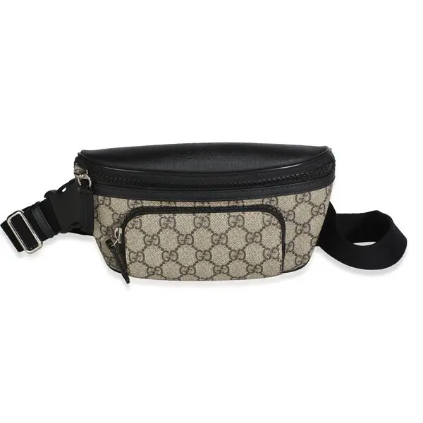 Gucci Black Beige Gg Supreme Canvas Belt Bag - Brown