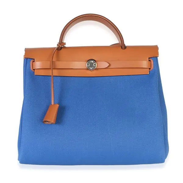 Hermès Bleu France Fauve Military Toile Vache Hunter Herbag Zip Retourne 31 Pm - Blue