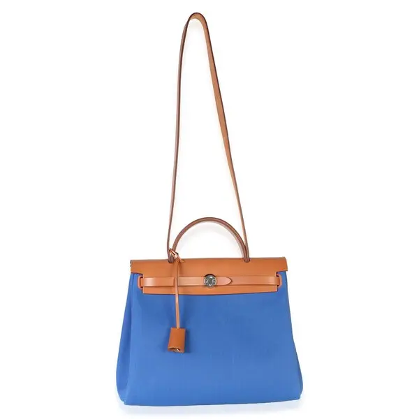 Hermès Herbag Zip Retourne 31 Pm Toile Vache Hunter Bag - Blue