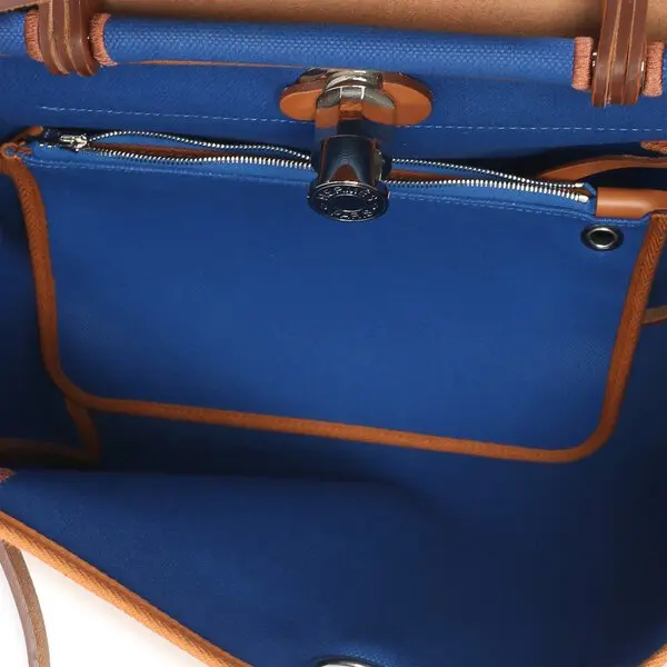 Hermès Herbag Zip Retourne 31 Pm Toile Vache Hunter Bag - Blue