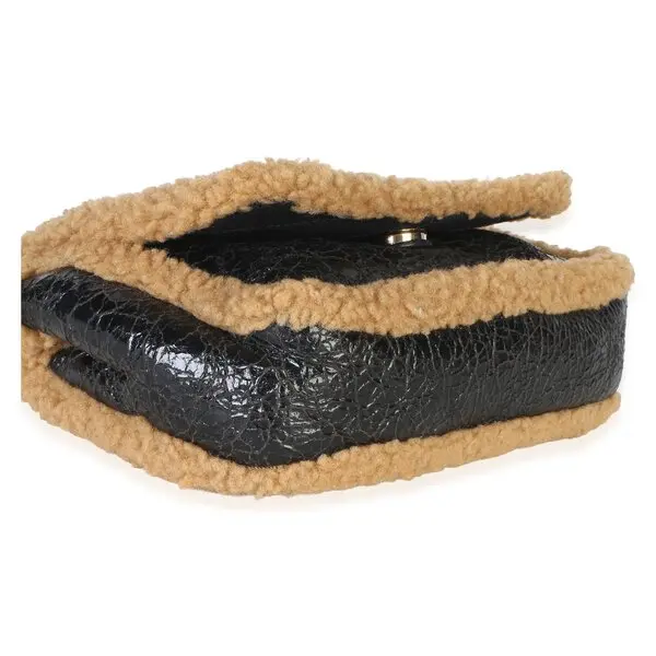 Chanel Shiny Crumpled Sheepskin Shearling Cc Mania Flap Bag