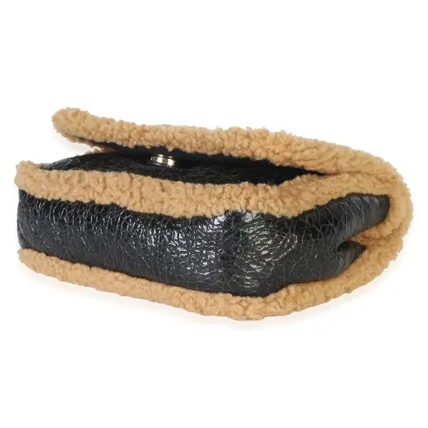Chanel Shiny Crumpled Sheepskin Shearling Cc Mania Flap Bag