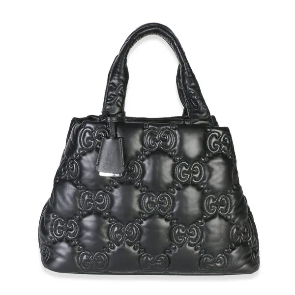 Gucci Gg Matelasse Calfskin Tote - Black