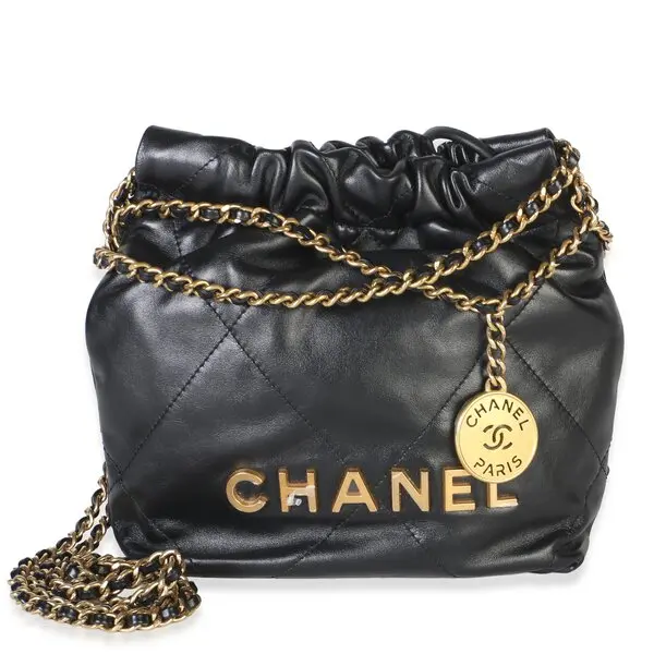 Chanel Quilted Calfskin 22 Hobo - Black