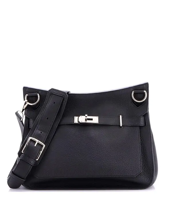 Hermès Jypsiere 34 Clemence Leather Crossbody - Black