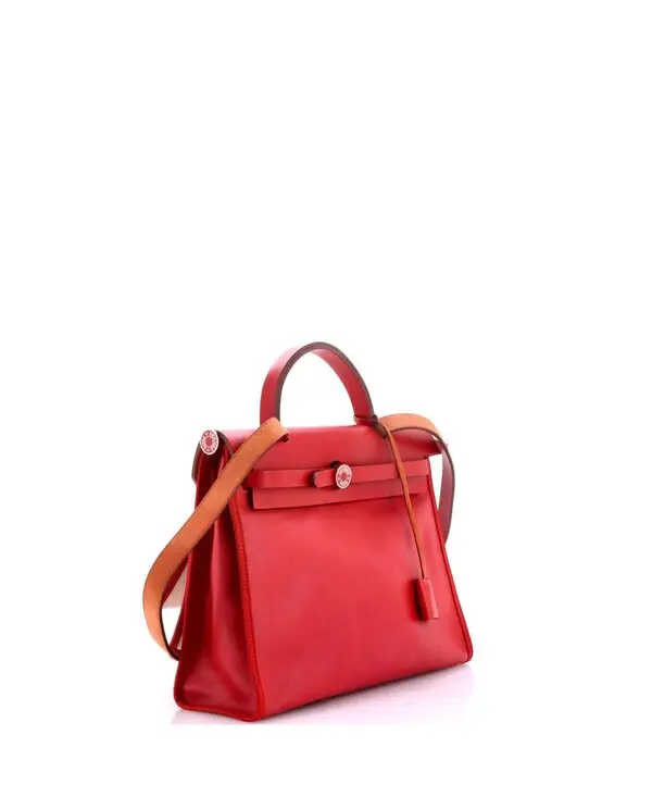 Hermès Herbag 31 Zip Berline Canvas & Leather Shoulder Bag