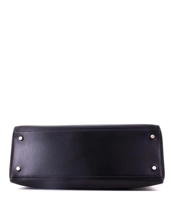 Hermès Kelly 35 Box Calf Leather Palladium Hardware Handbag