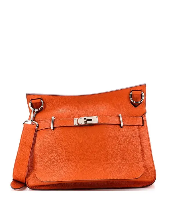 Hermès Jypsiere 34 Clemence Leather Turn Lock Crossbody - Orange