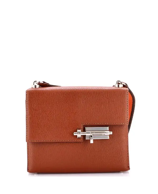 Hermès Verrou Leather & Canvas Crossbody - Brown