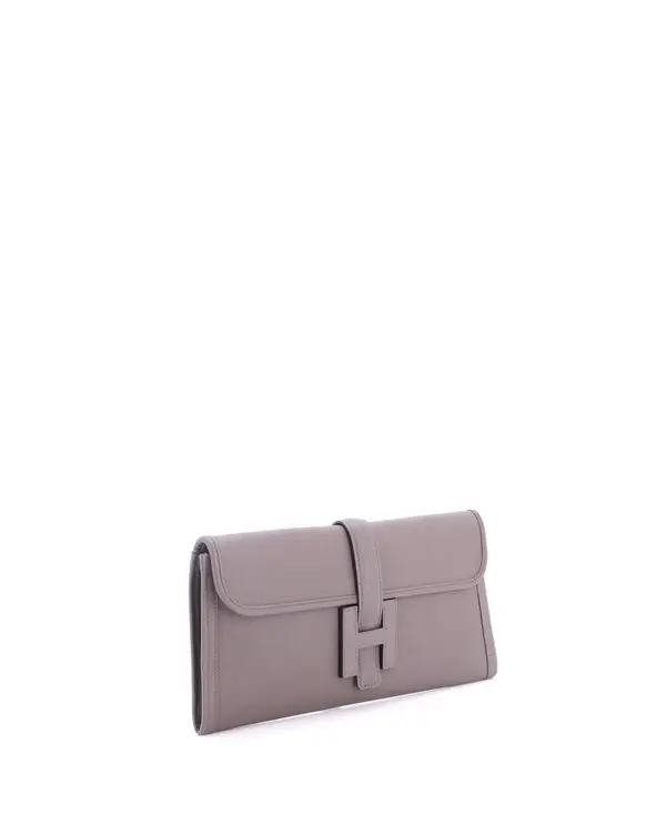 Hermès 29 Jige Elan Leather Clutch - Gray