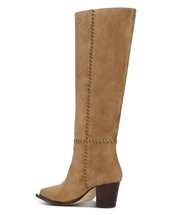 Paige Suede Knee High Boots - Camel