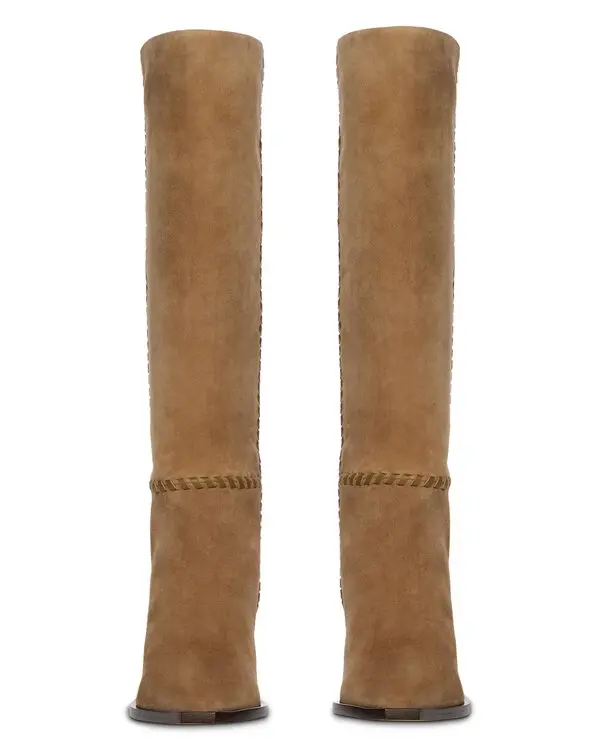 Paige Suede Knee High Boots - Camel