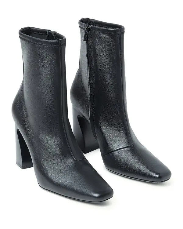 LOEFFLER RANDALL Leather High Heel Ankle Boots - Black