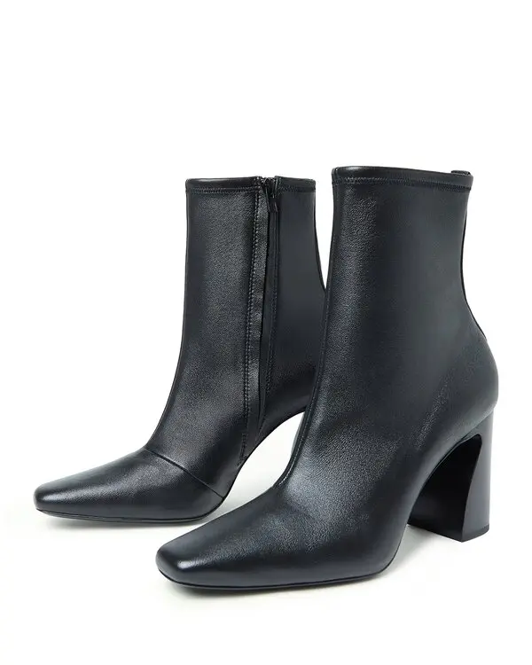 LOEFFLER RANDALL Leather High Heel Ankle Boots - Black