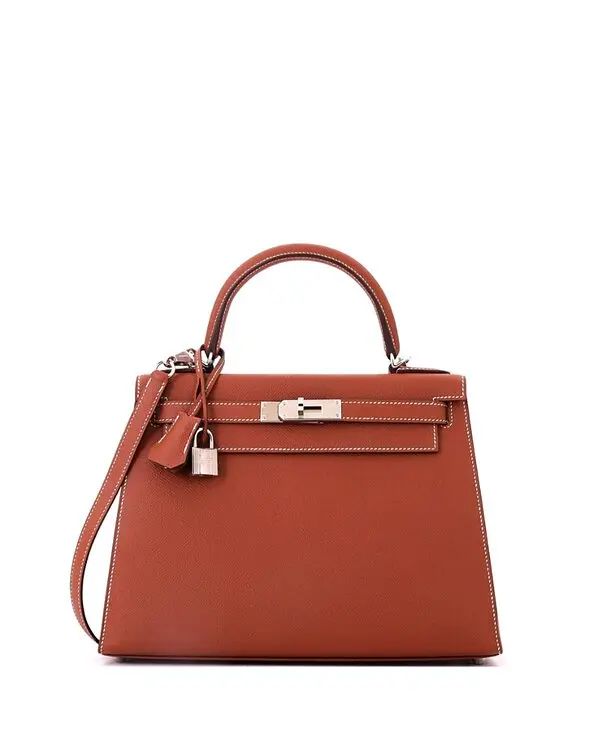Hermès Kelly 28 Epsom Leather Shoulder Bag With Palladium Hardware - Sienne