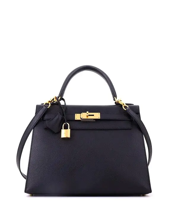Hermès Kelly 28 Handbag Black Epsom With Gold Hardware - Noir