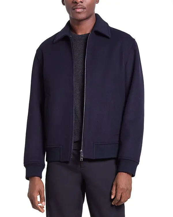 Theory Melton Wool Bomber Jacket - Baltic