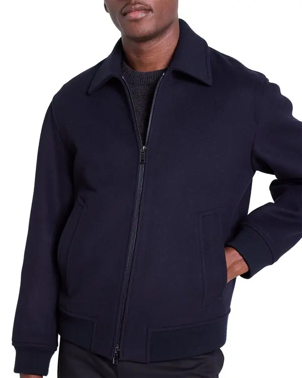 Theory Melton Wool Bomber Jacket - Baltic