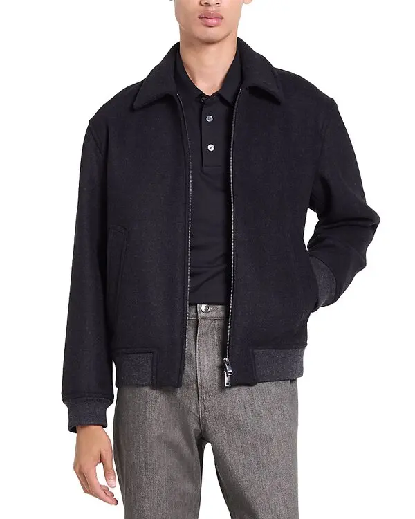 Theory Melton Wool Bomber Jacket - Phantom Melange