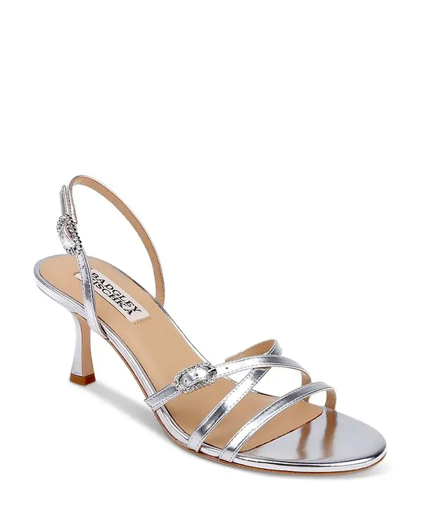 Badgley Mischka Yukon Embellished Buckle Sandals - Silver Metallic