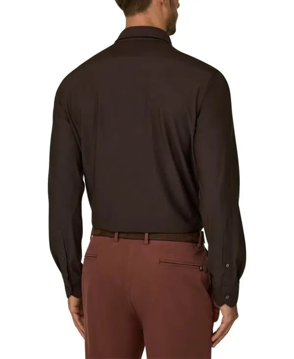 Boggi Milano Stretch Nylon B Tech Slim Fit Shirt - Dark Brown