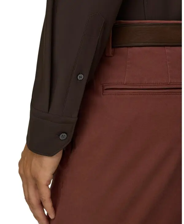 Boggi Milano Stretch Nylon B Tech Slim Fit Shirt - Dark Brown