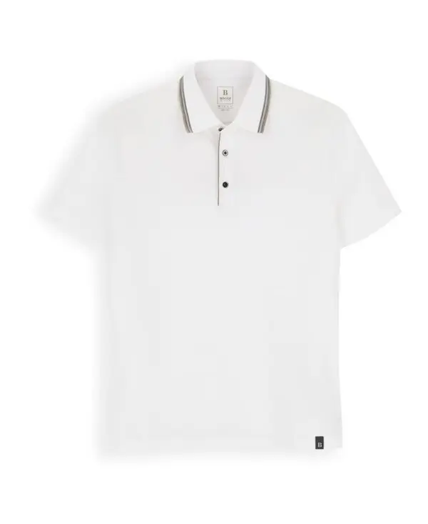 Boggi Milano Stretch Cotton Blend Pique Cool Jade-fresh Polo - White