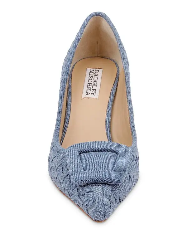 Badgley Mischka Yanet Woven Denim Mid Heel Pumps