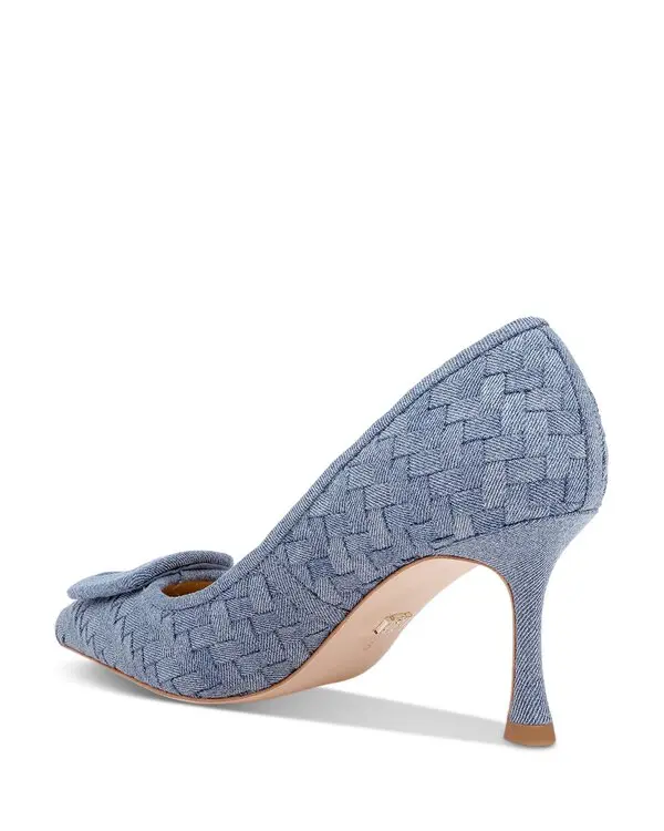 Badgley Mischka Yanet Woven Denim Mid Heel Pumps