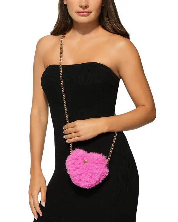 Kurt Geiger Micro Faux Fur Heart Mini Bag