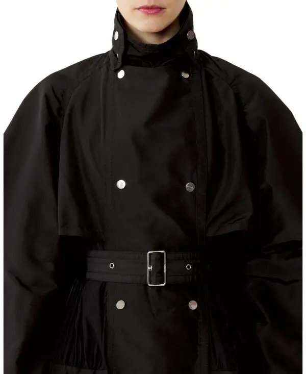LANVIN Bi-material Trench Coat In Silk Faille And Charmeuse Fabric