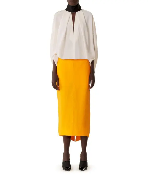 LANVIN Asymmetrical Midi Skirt In Paper And Viscose