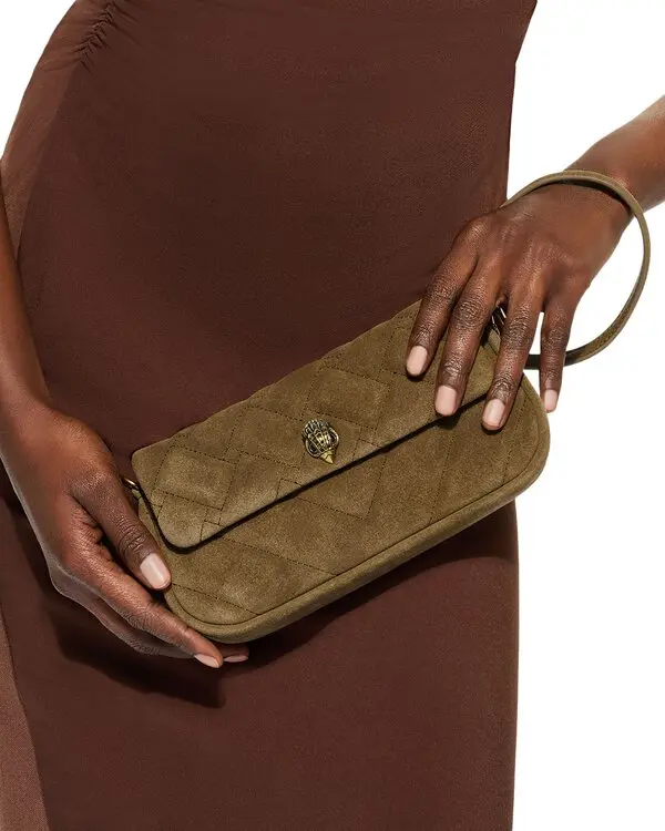 Kurt Geiger Pickle Small Stitched Suede Shoulder Bag
