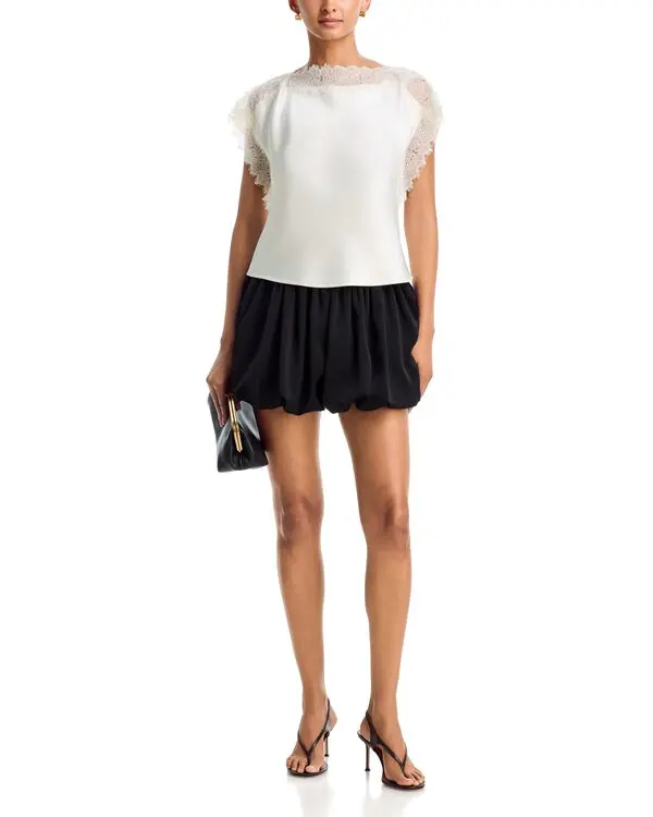 Aqua Lace Trim Satin Top Exclusive