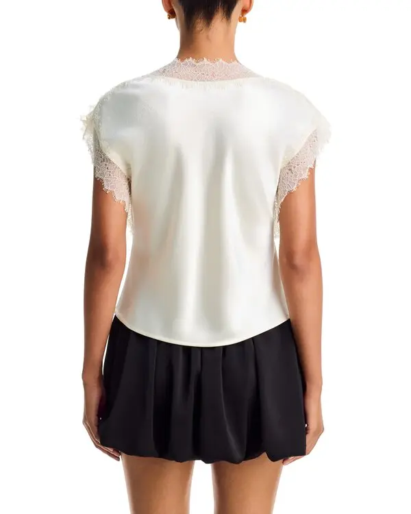 Aqua Lace Trim Satin Top Exclusive