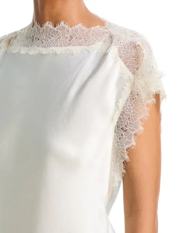 Aqua Lace Trim Satin Top Exclusive