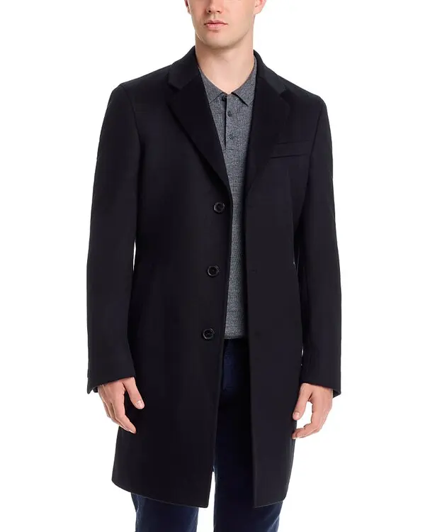 BOSS Hyde Slim Fit Wool Blend Coat - Black