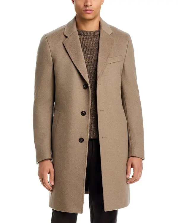 BOSS Hyde Slim Fit Wool Blend Coat - Camel
