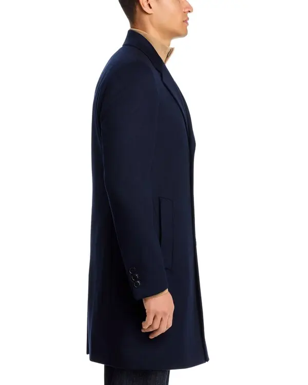 BOSS Hyde Slim Fit Wool Blend Coat - Navy