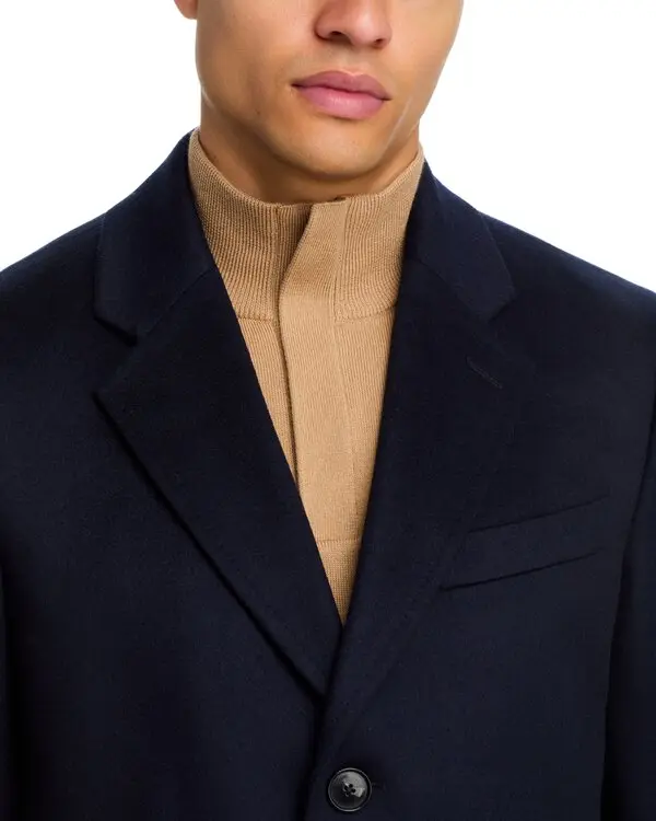 BOSS Hyde Slim Fit Wool Blend Coat - Navy
