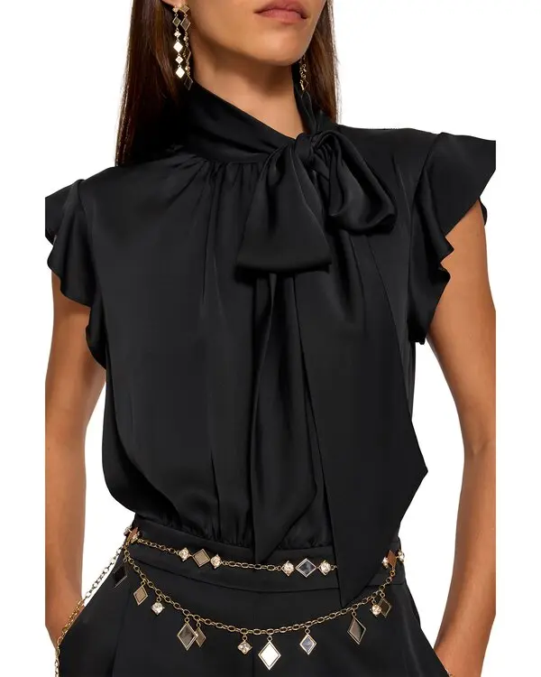 Ramy Brook Irene Tie Neck Wide Leg Jumpsuit