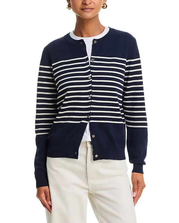 Aqua Striped Cardigan Exclusive - Navy/white