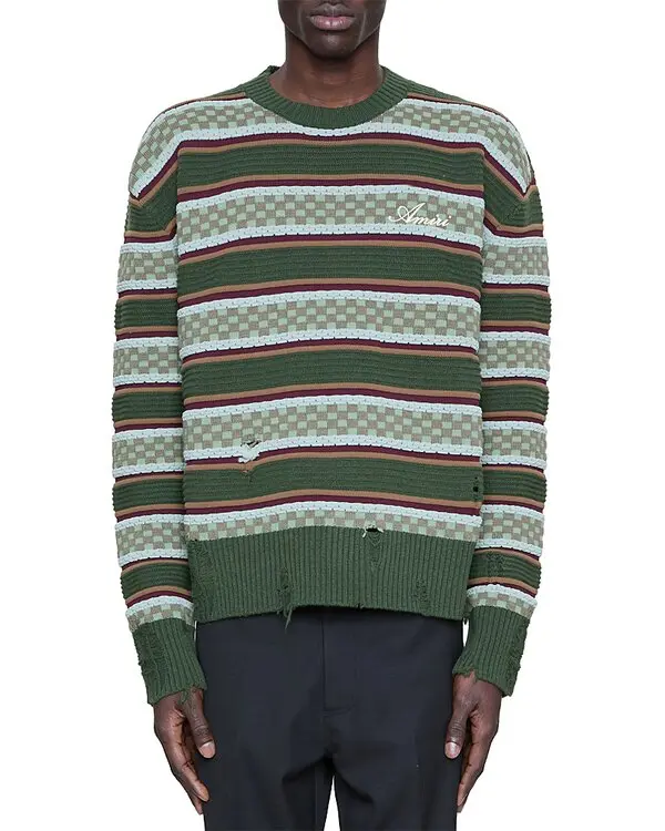 Amiri Western Logo Striped Sweater - Coffee